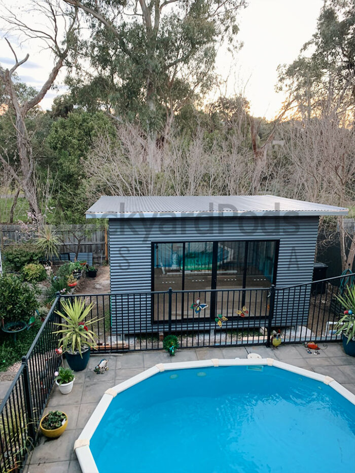 Poolside studio pod with eaves 4m x 5m at Doncaster VIC - Backyard Pods