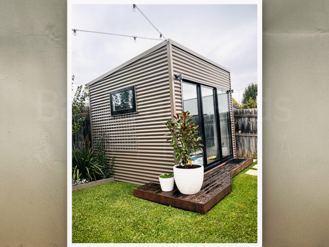 Portable home office pod 3m x 3.3m on skids at Torquay, coastal VIC ...