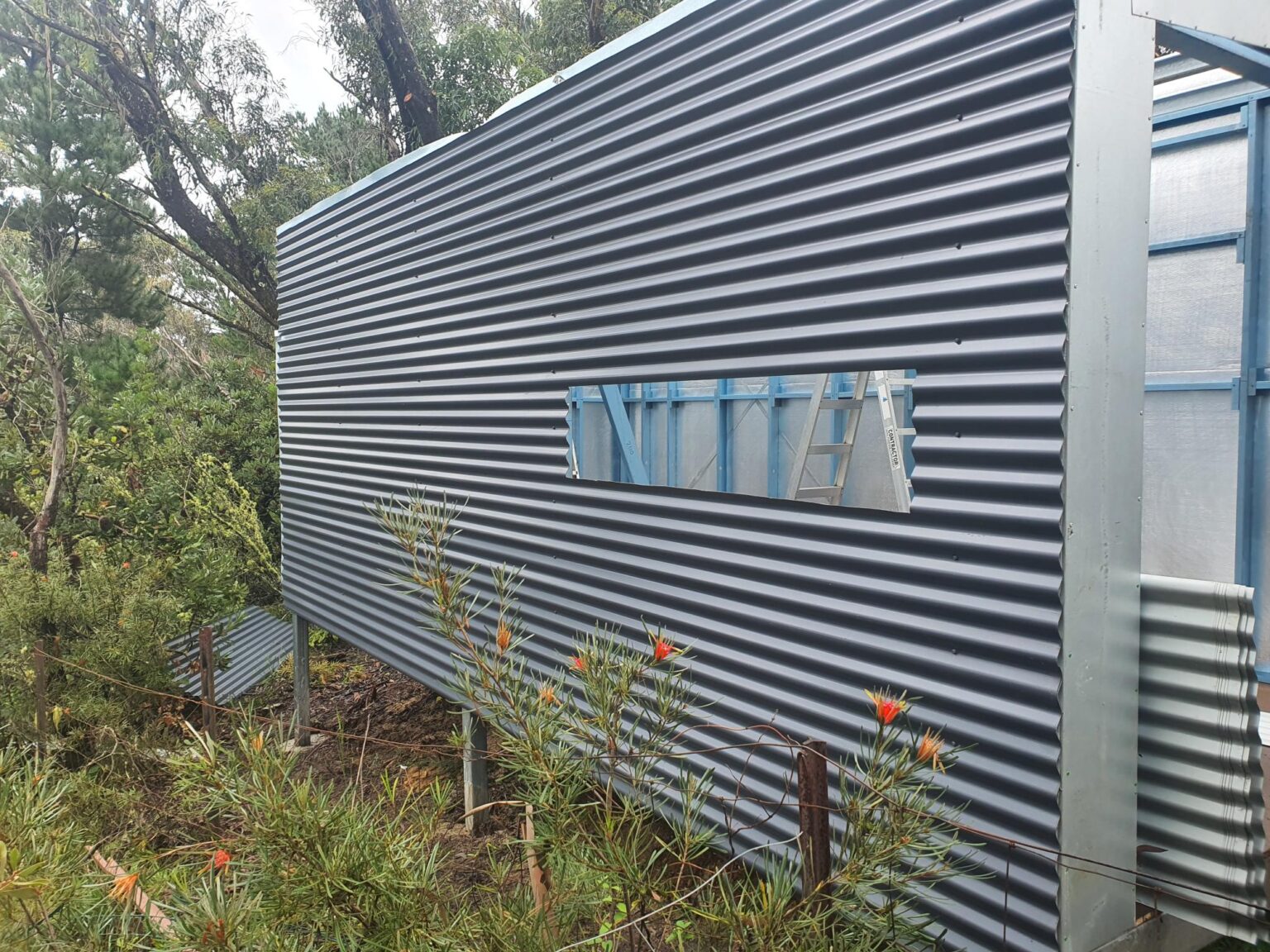 Bush pod studio 3m x 6m under construction at Wentworth Falls, Blue ...